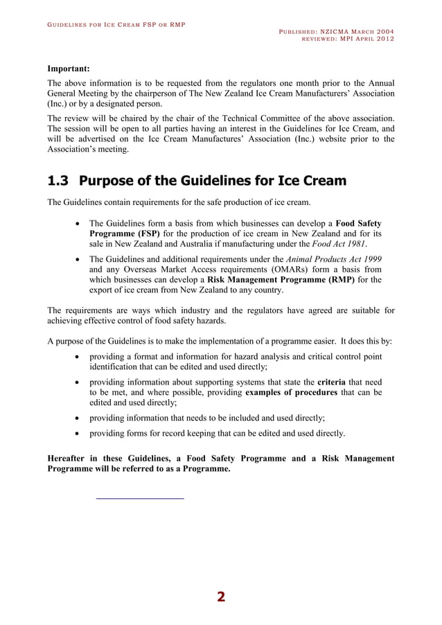 ICE CREAM HACCP GUIDLINES | PDF