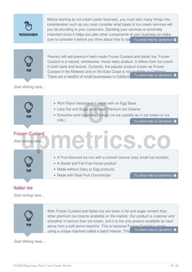 Ice Cream shop Business Plan Example | PDF
