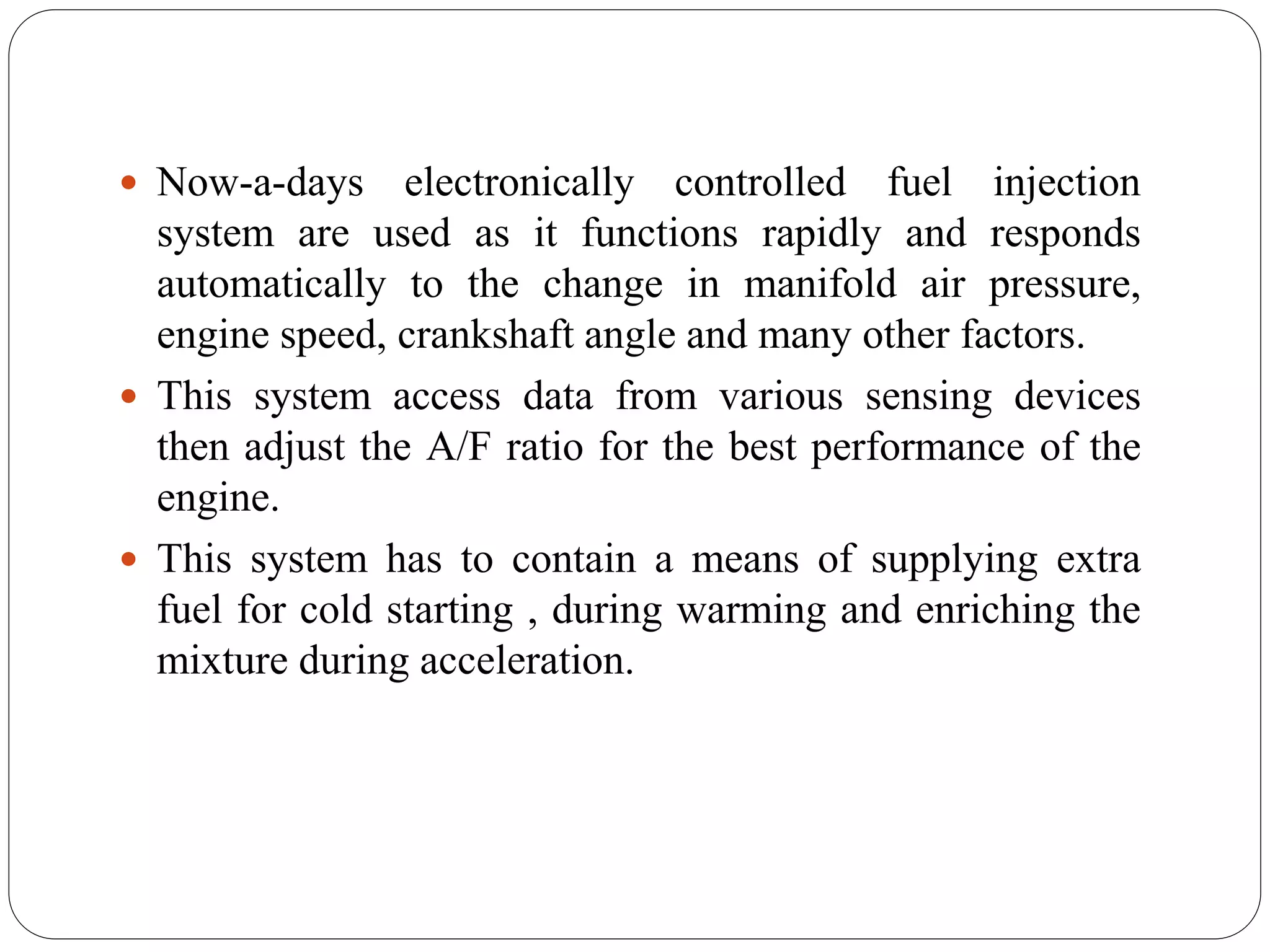MULTI-POINT FUEL INJECTION SYSTEM | PPTX
