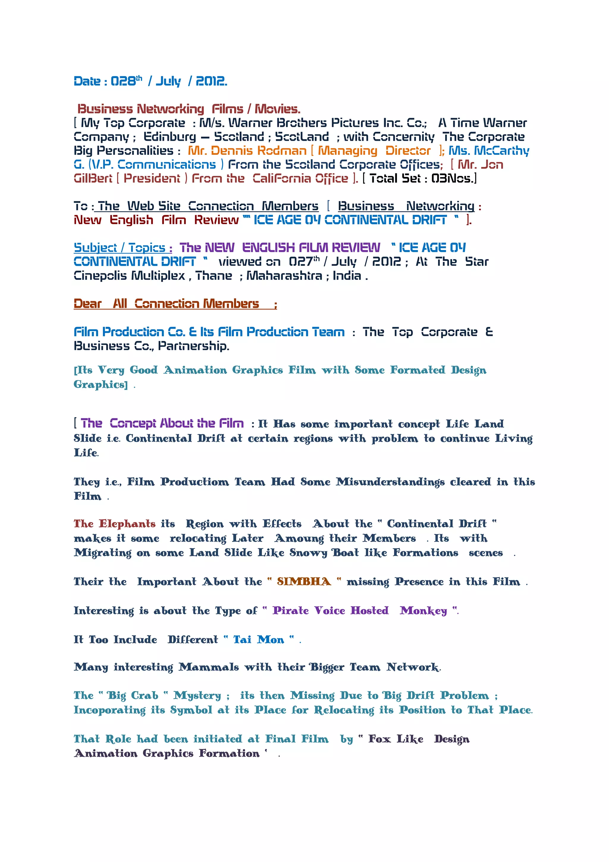 Ice age 4 continental drift new english film reveiw . | DOCX ...