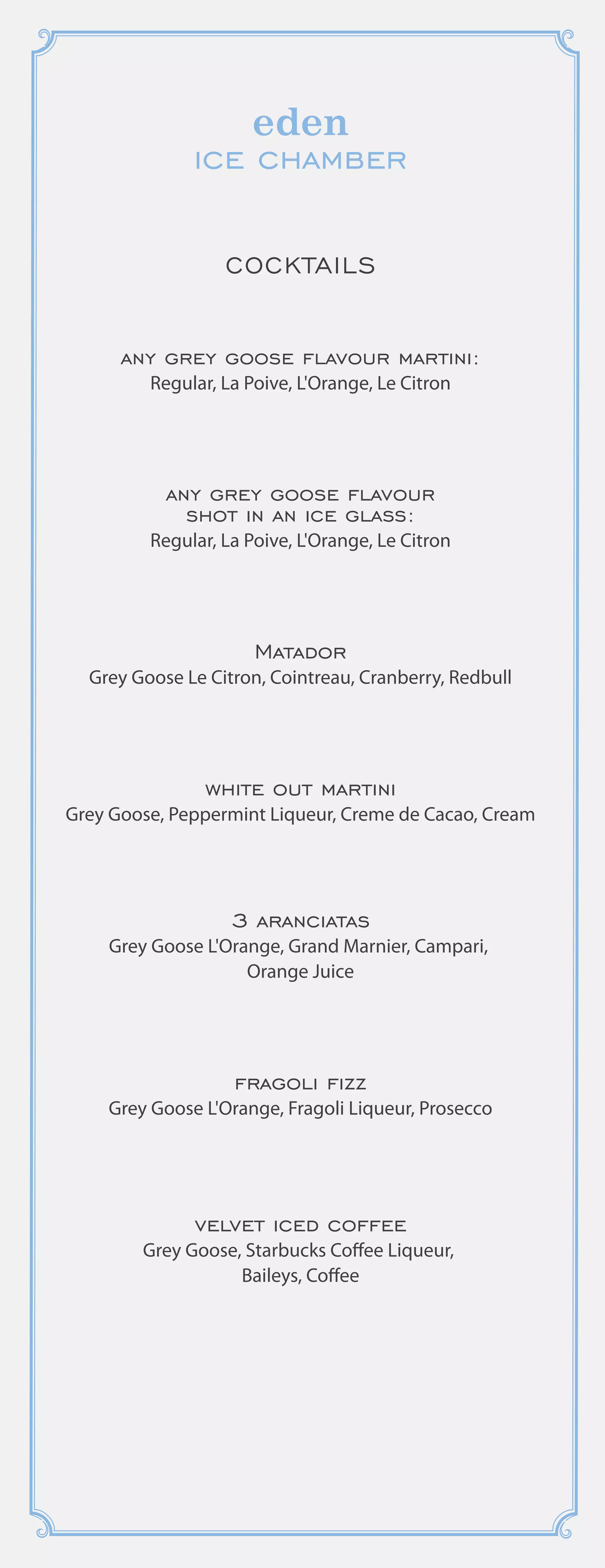 Ice Bar Menu | PDF