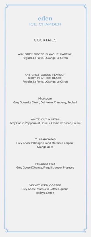 Ice Bar Menu | PDF