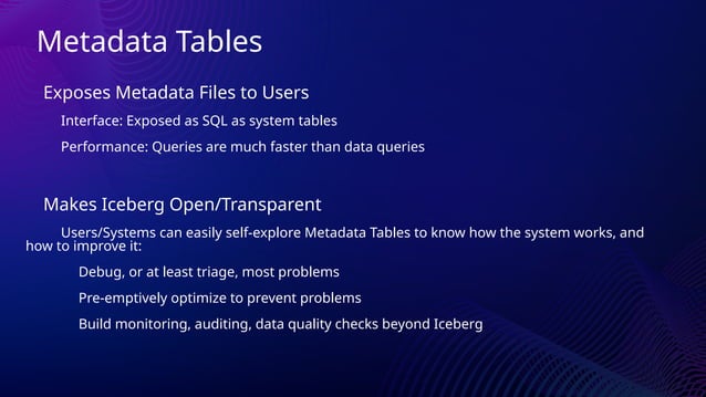 Icebergs Best Secret A Guide to Metadata Tables | PPT