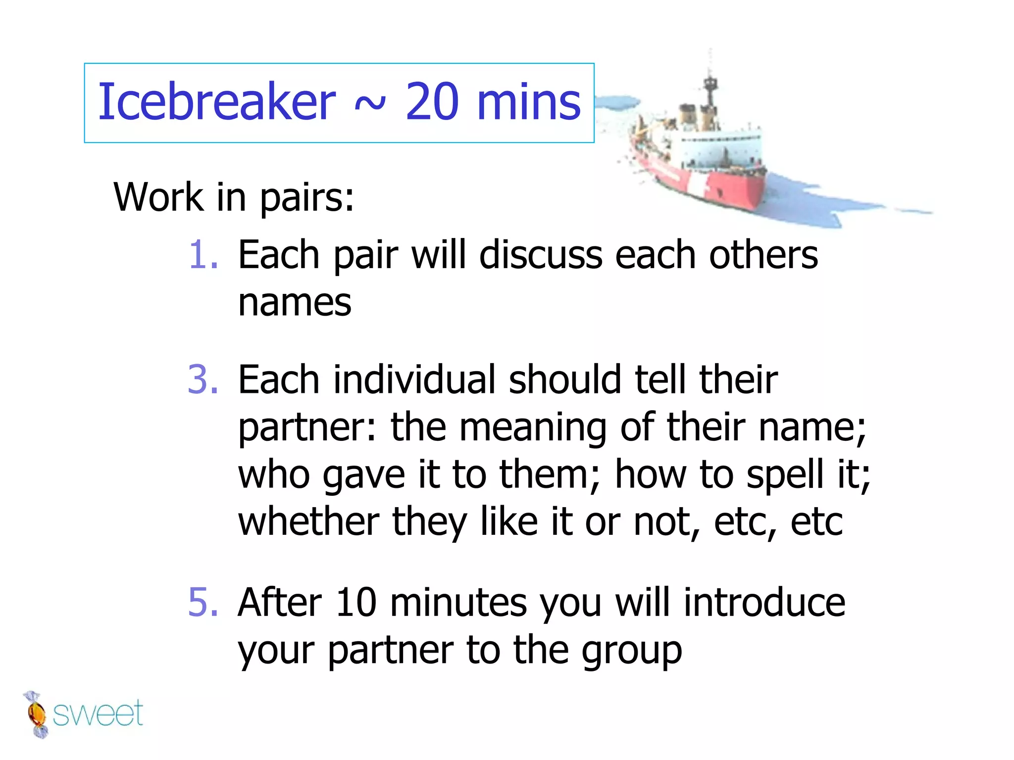 Icebreaker for trainers 4 ~ What's in your name? | PPT