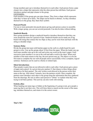 Ice breaker ideas | PDF