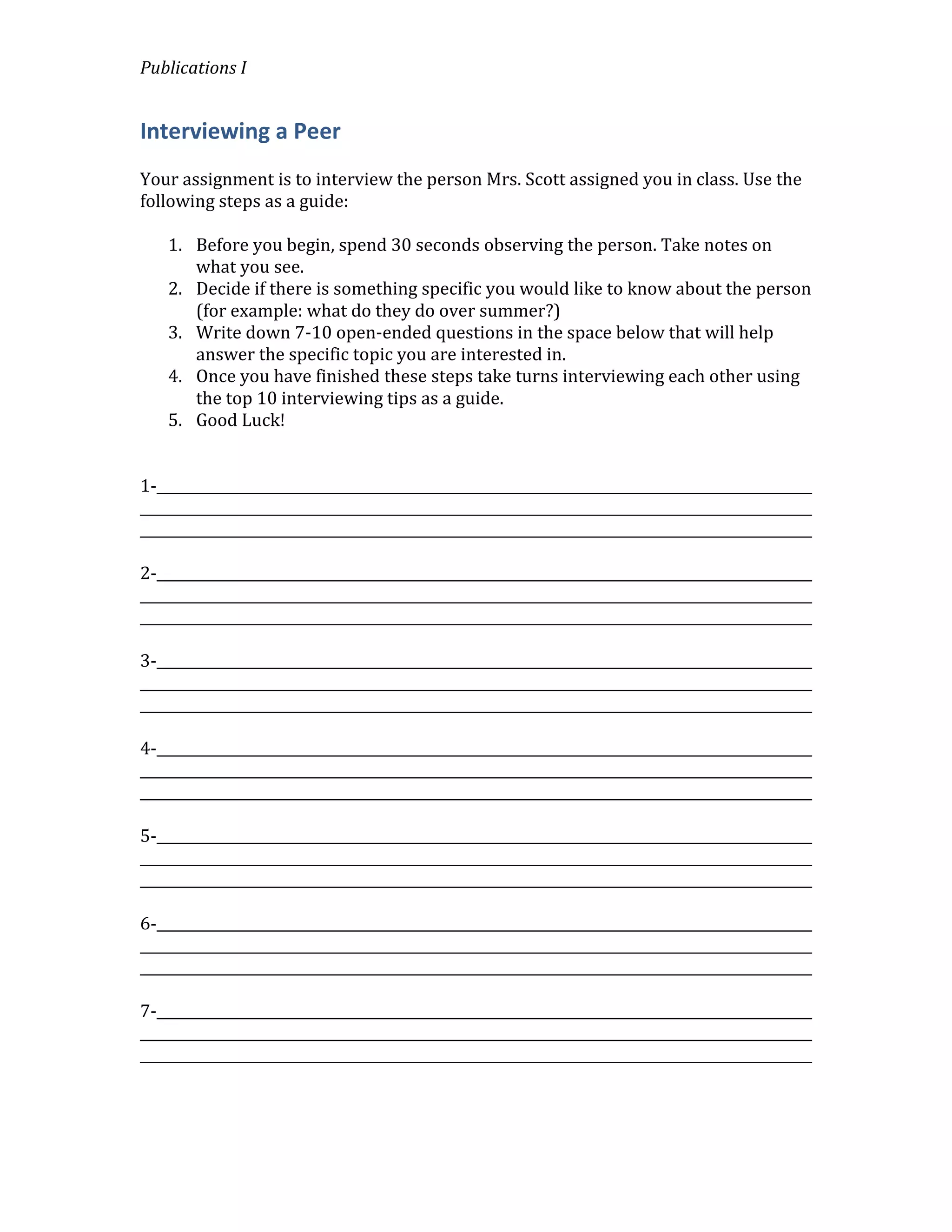 Icebreaker interviews | DOCX