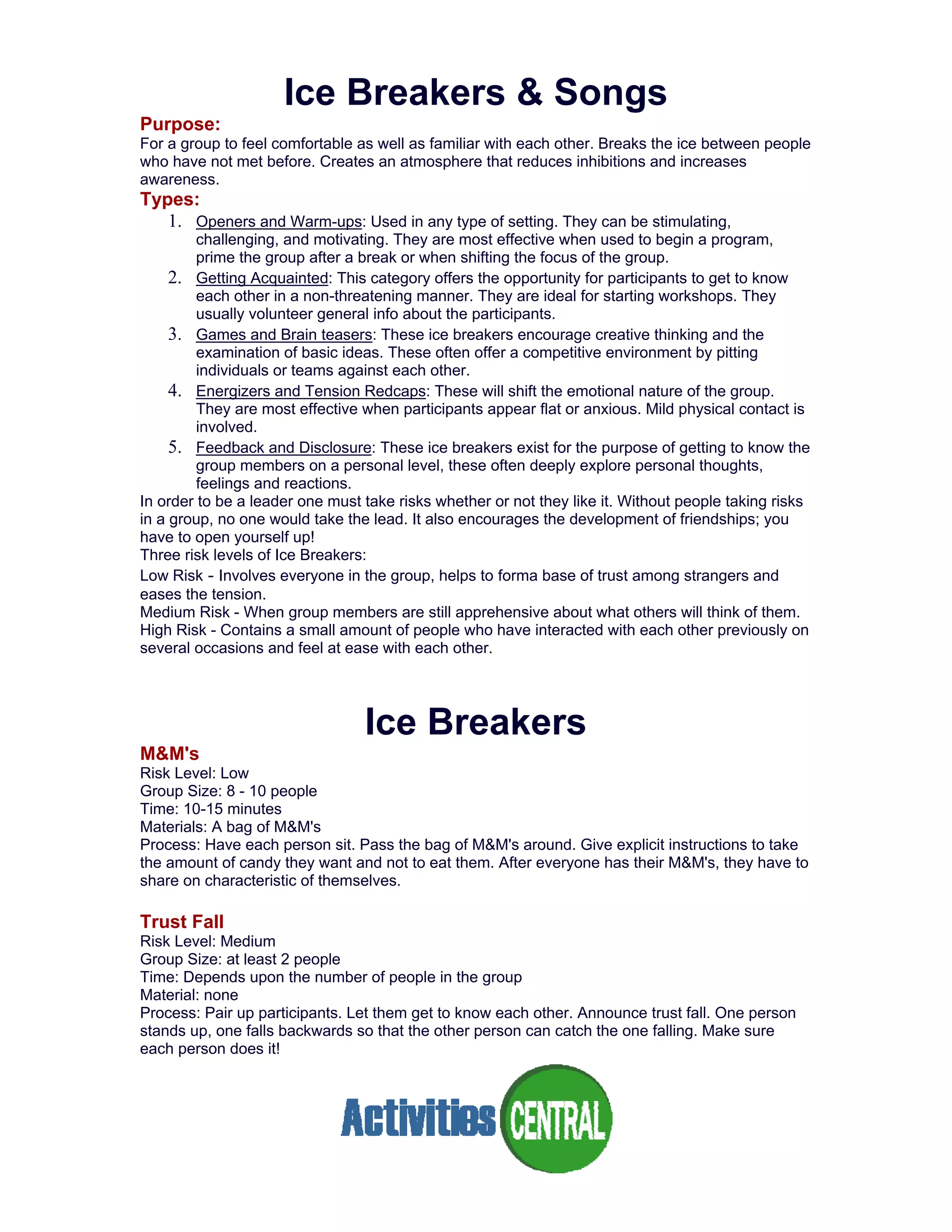 Ice breakers | PDF