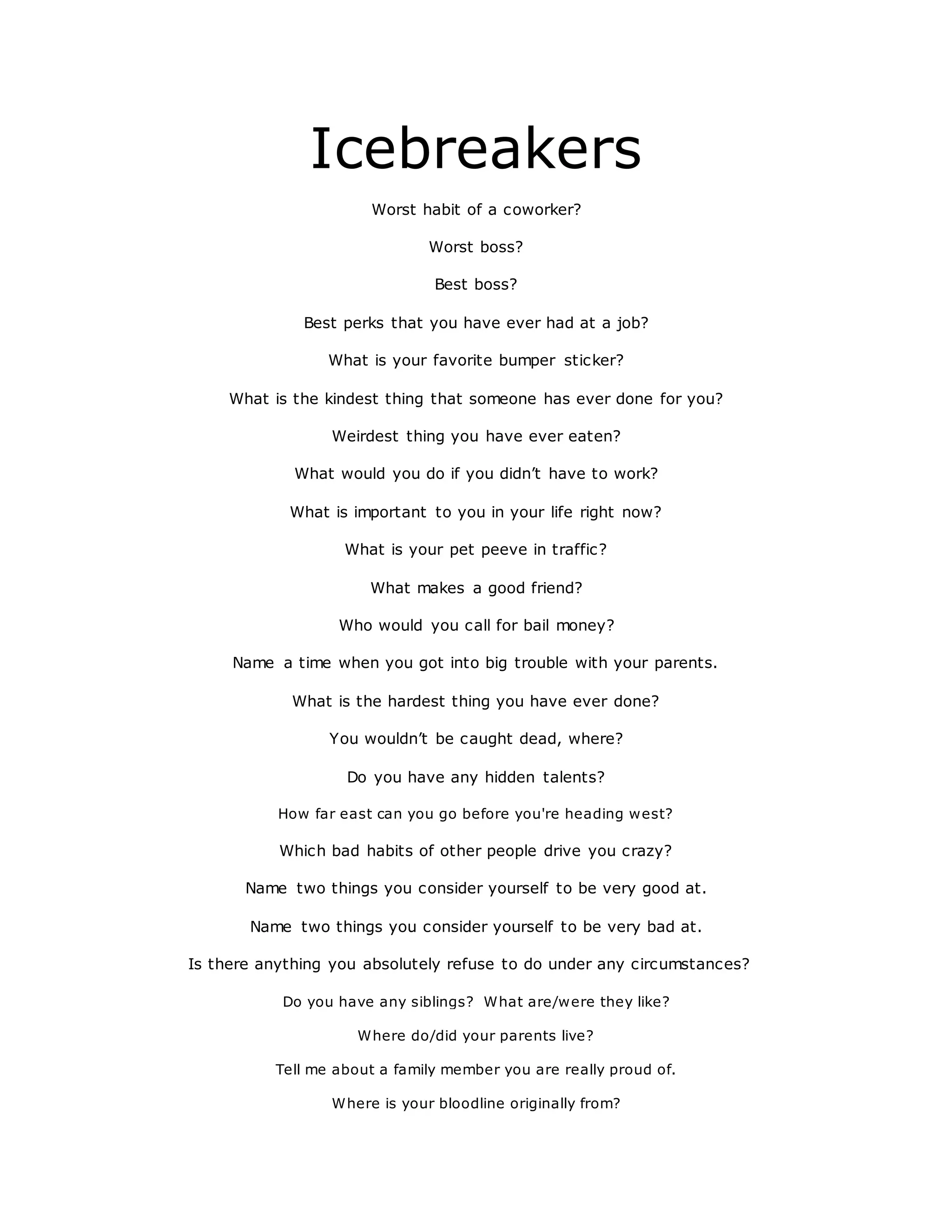 Icebreakers | PDF