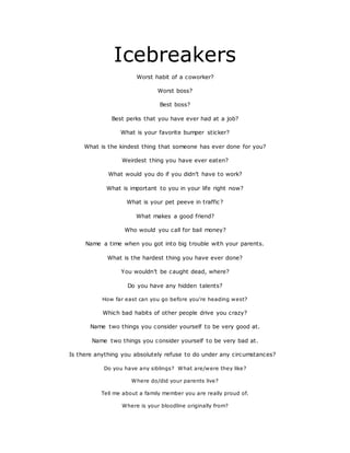 Icebreakers | PDF
