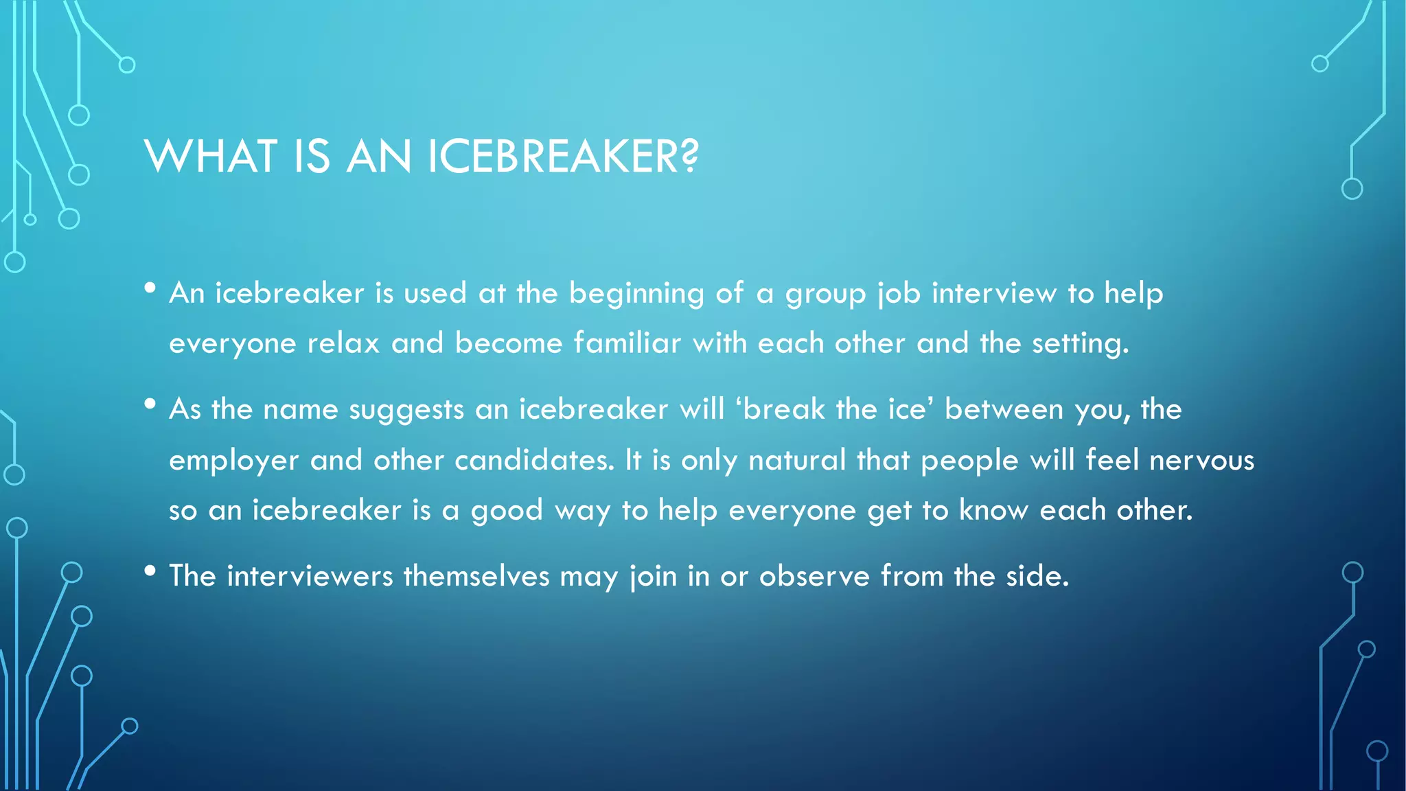Icebreakers at Job Interviews | PPT