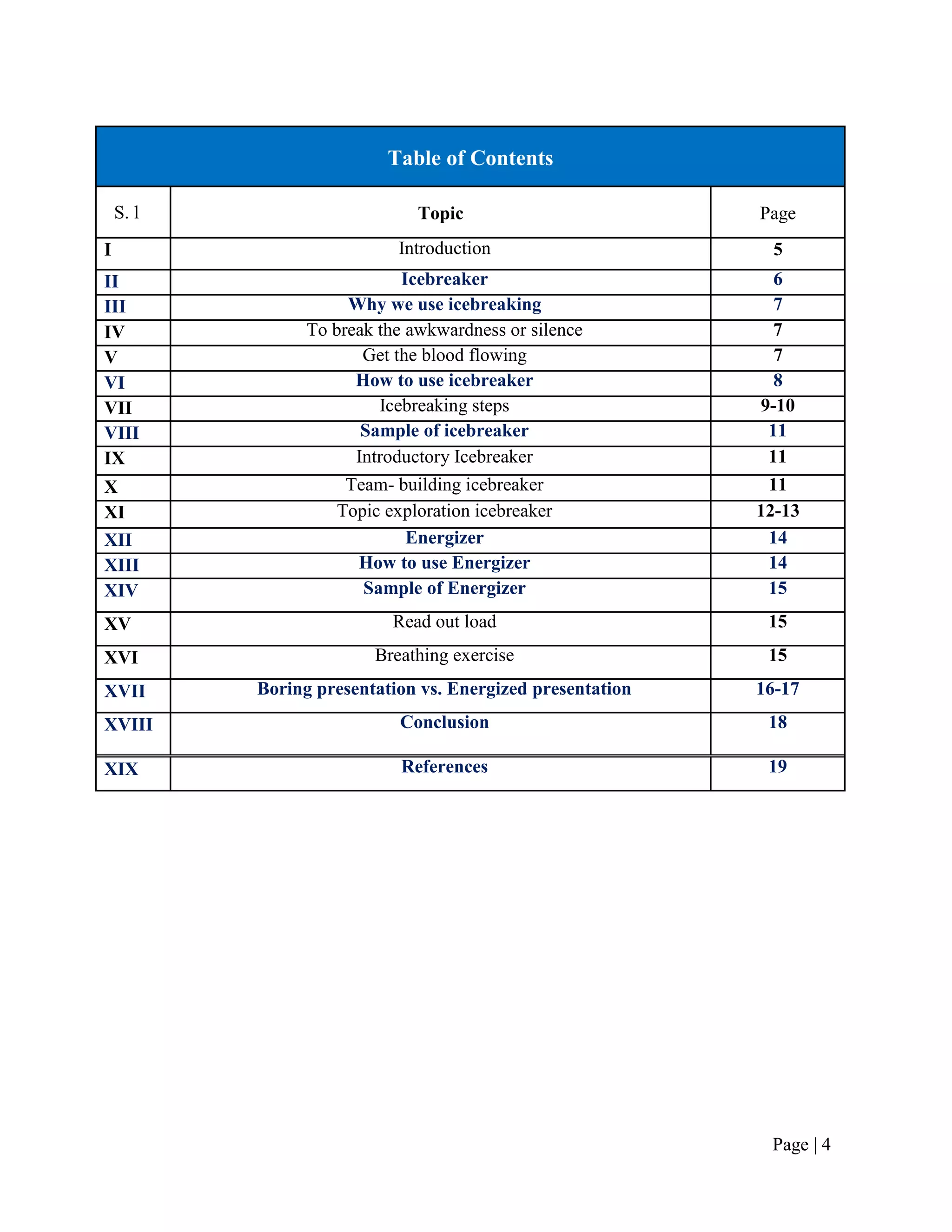 Icebreakers, energizers games in presentation skills | PDF