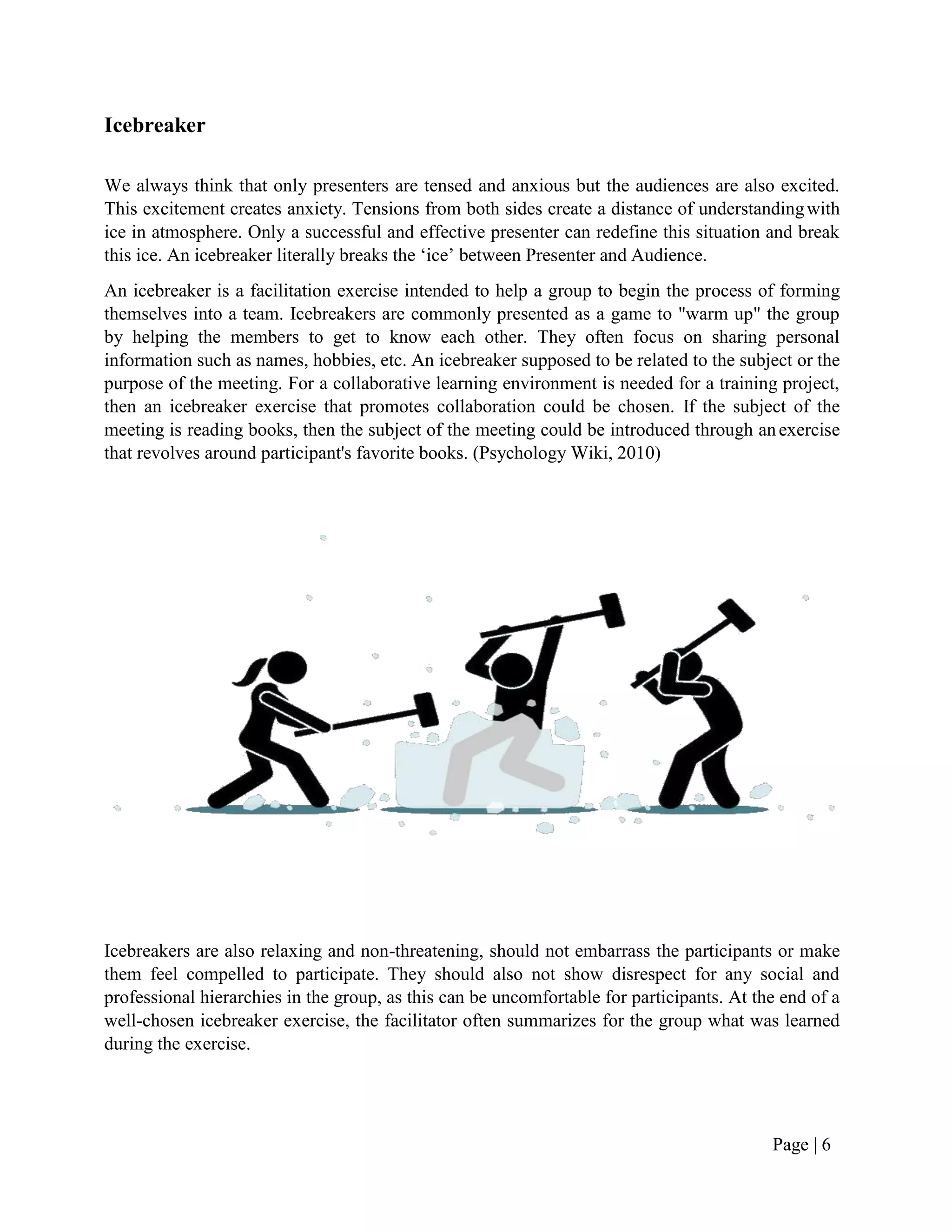 Icebreakers, energizers games in presentation skills | PDF