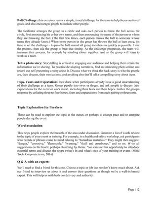 Icebreakers, energizers games in presentation skills | PDF