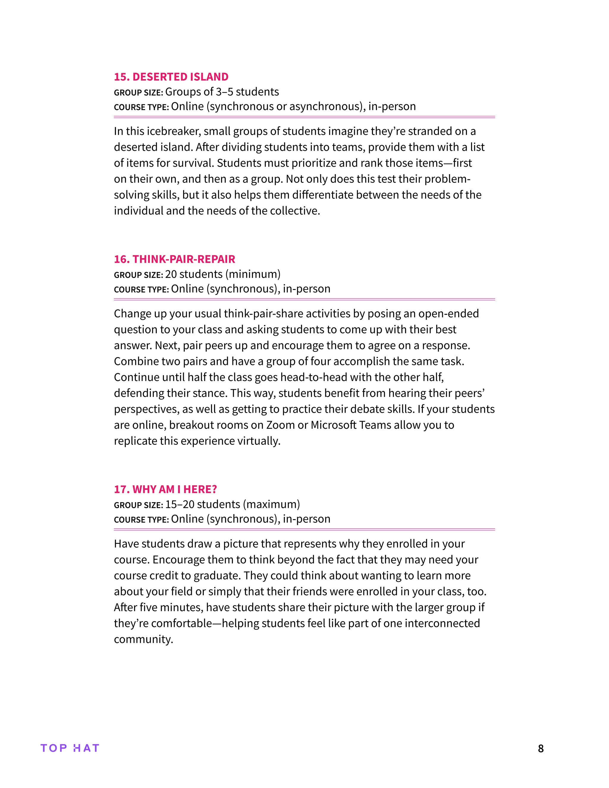 Ice breaking games for starting the conversation | PDF
