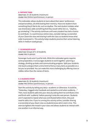 Ice breaking games for starting the conversation | PDF