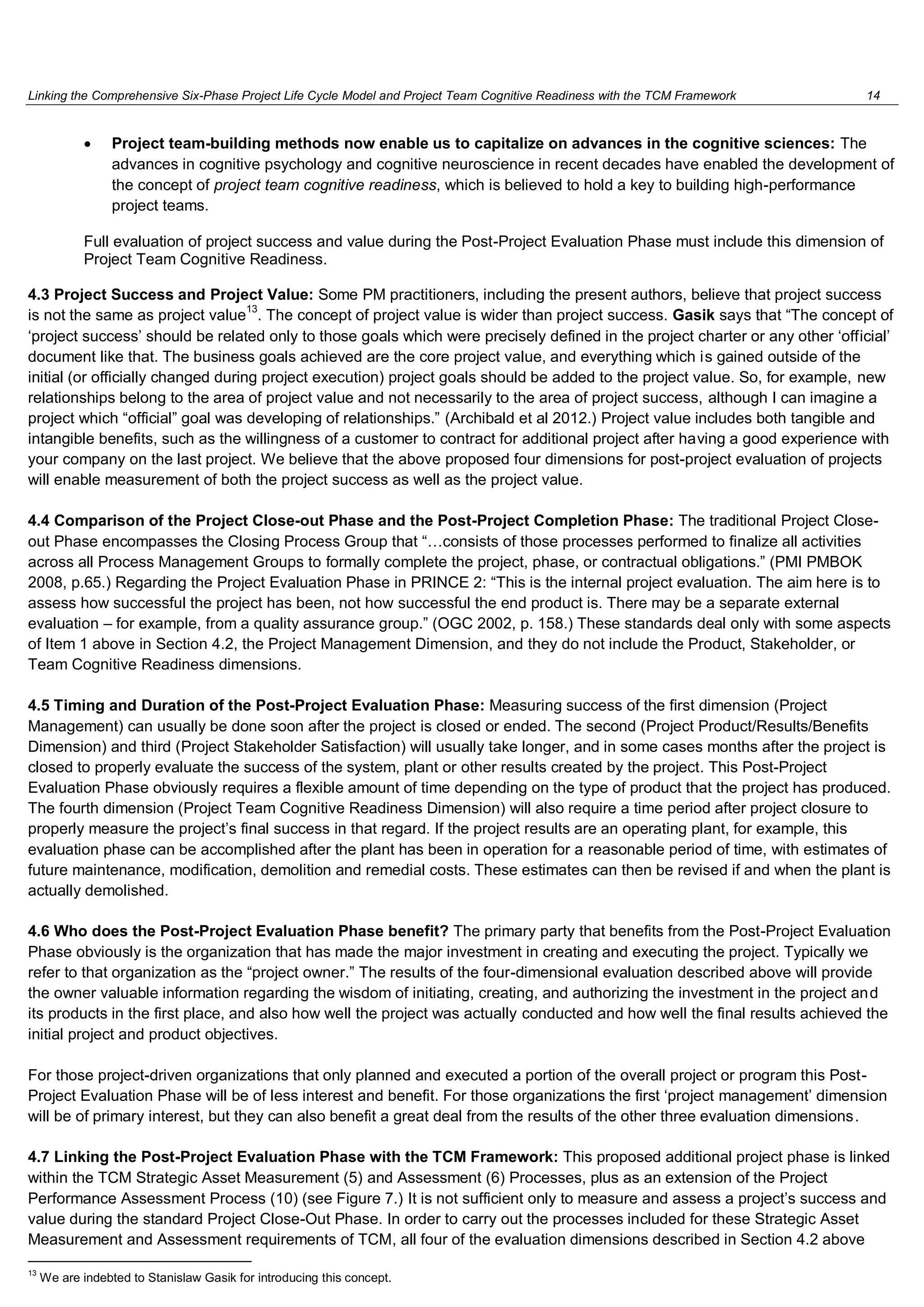 ICEC 2014 Linking 6 Phase Project Life Cycle with TCM Framework-Paper | PDF