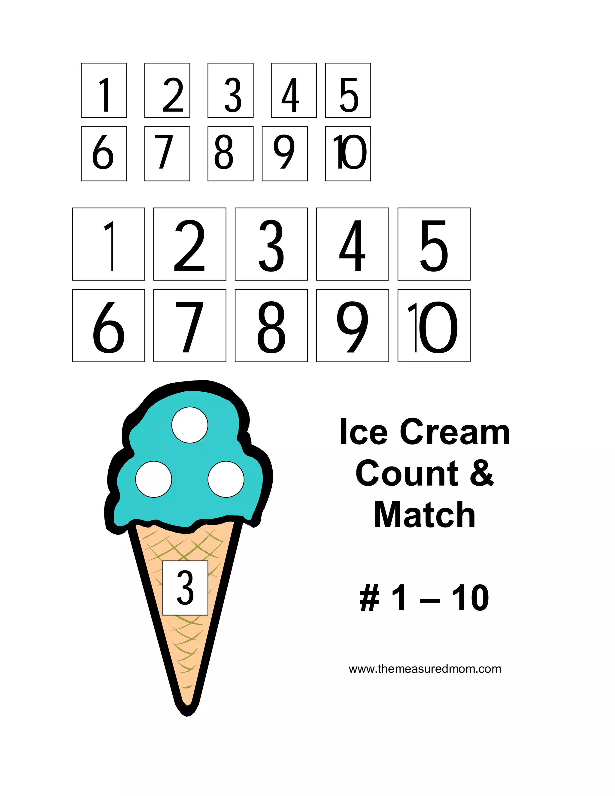 Ice cream count & match 1 10 | PDF