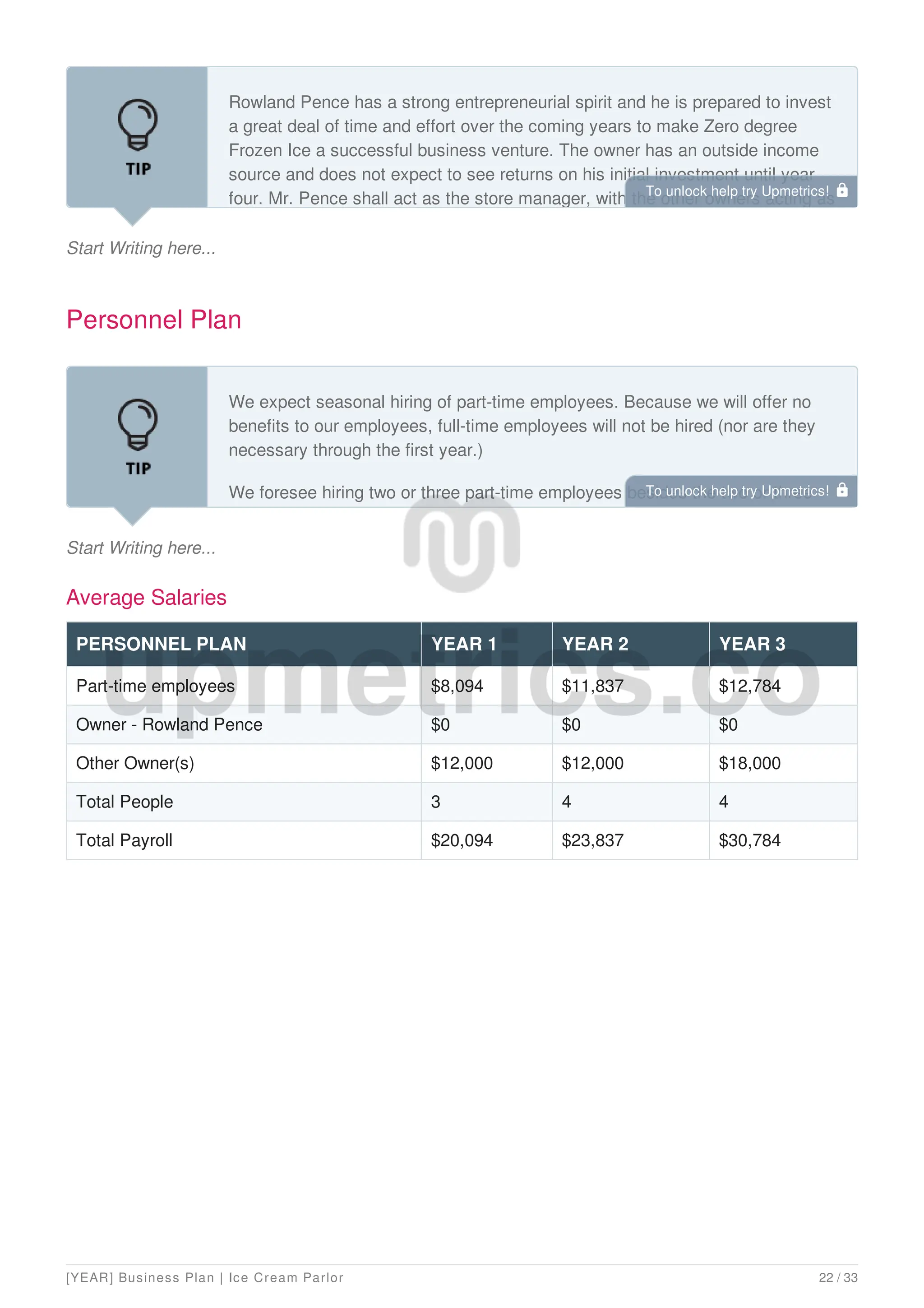 Ice Cream Parlor Business Plan Example | Upmetrics | PDF