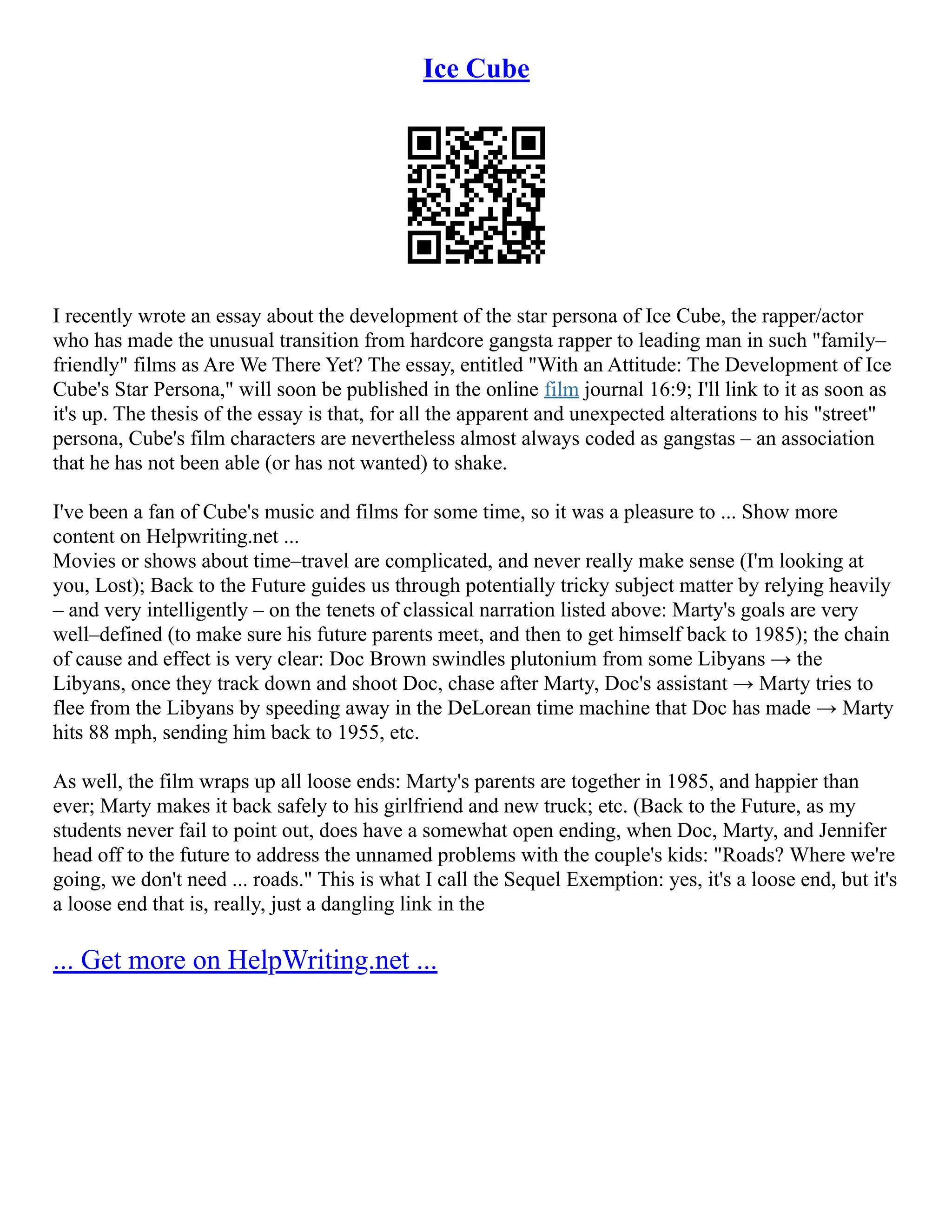 Ice Cube's Star Persona Transition | PDF