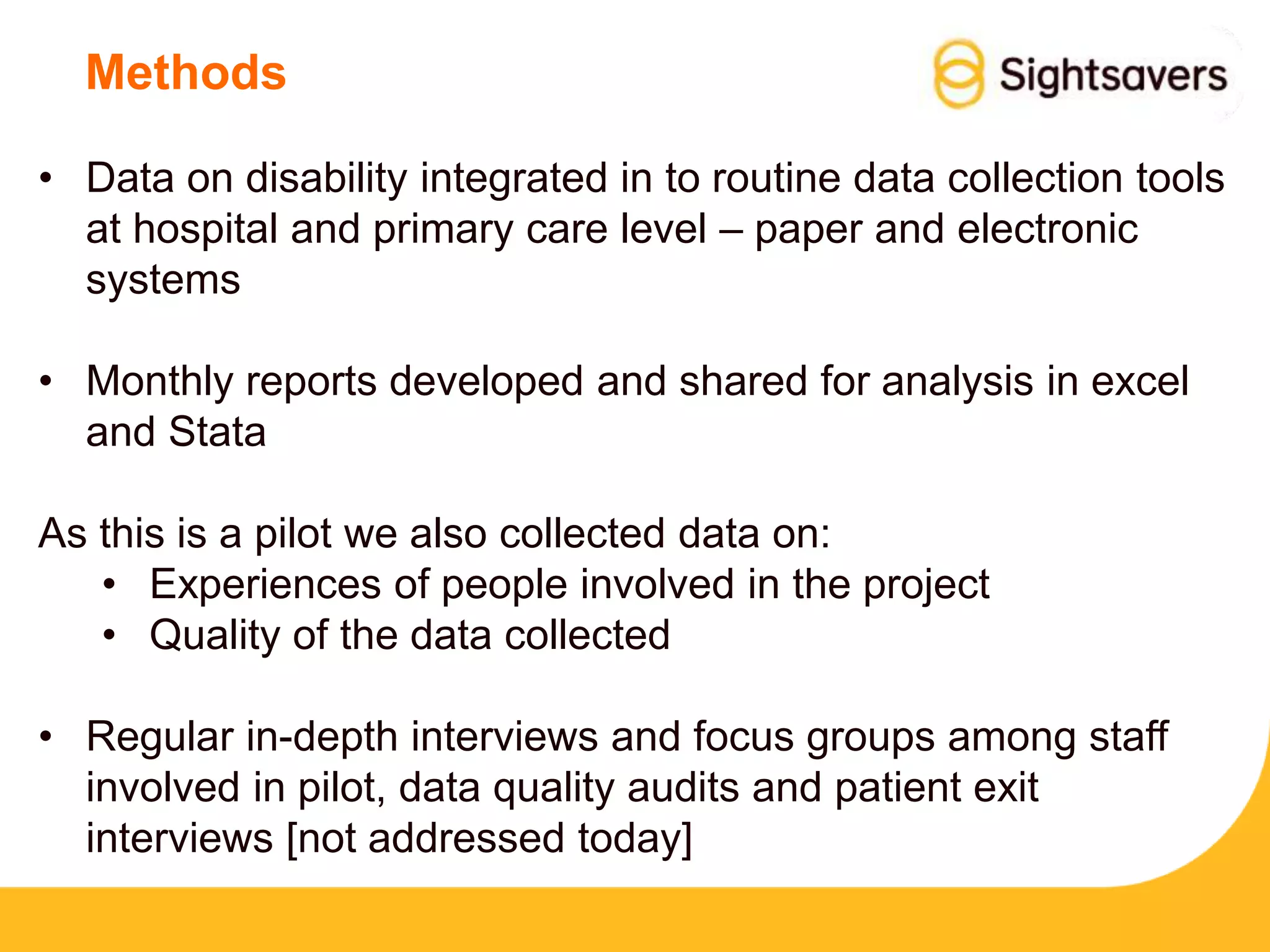 Disaggregating routine monitoring data by disability – an example from ...