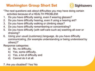 Disaggregating routine monitoring data by disability – an example from ...