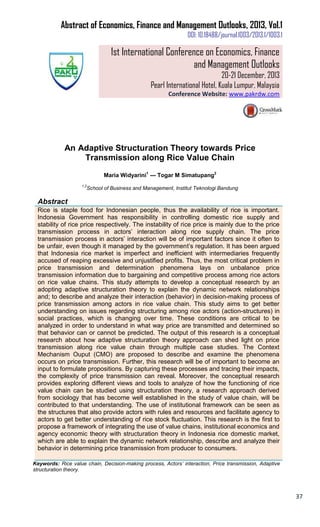 An Adaptive Structuration Theory towards Price Transmission along Rice Value Chain | PDF ...