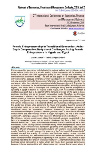 Female Entrepreneurship in Transitional Economies: An In- Depth ...