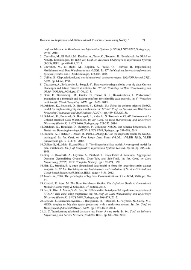 how can implement a multidimensional Data Warehouse using NoSQL | PDF