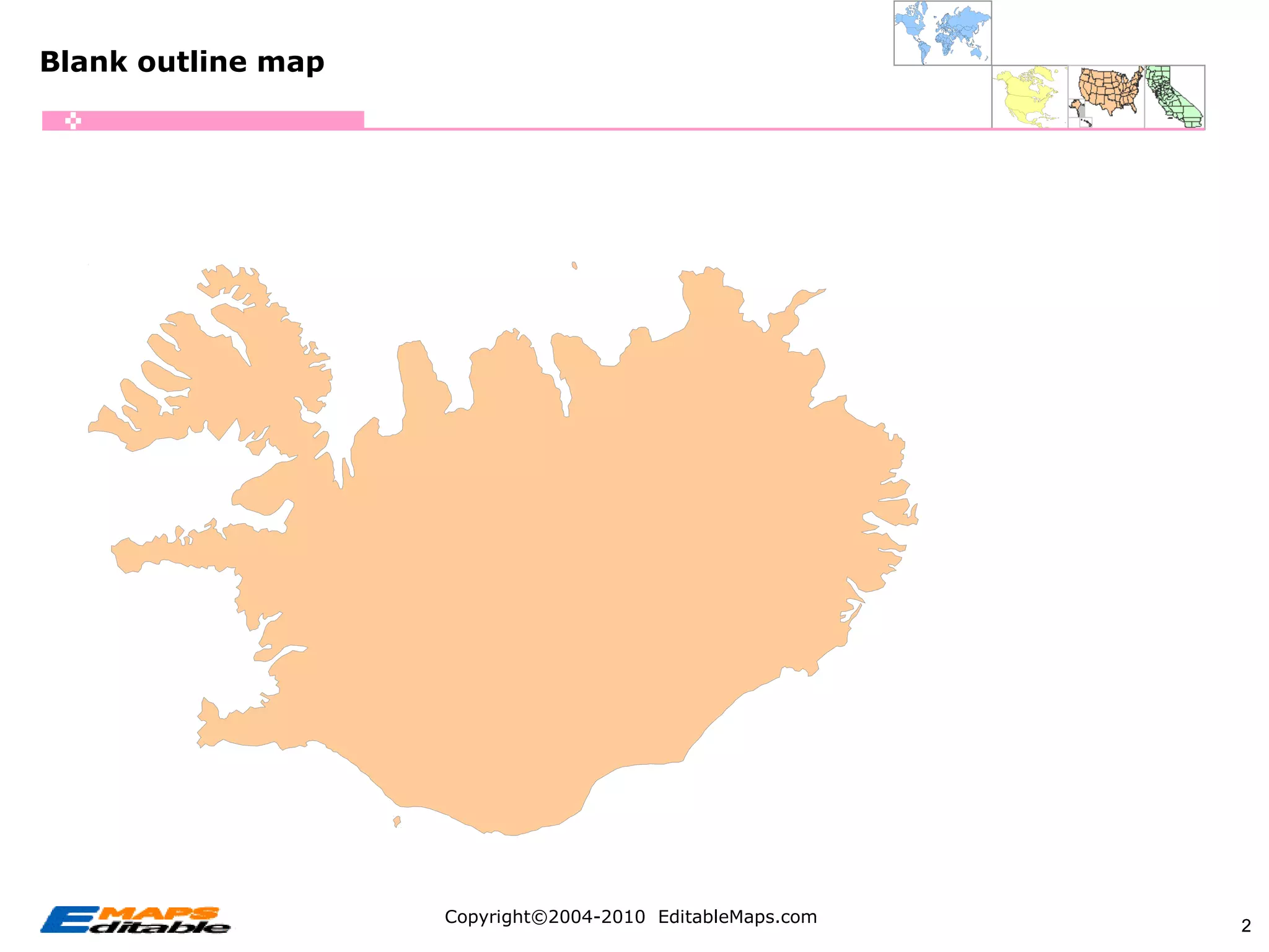 Iceland map, Iceland outline map, Iceland editable map, Iceland ...