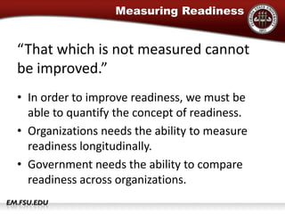 Concepts on Models to Measure Organizational Readiness for Disaster | PPT