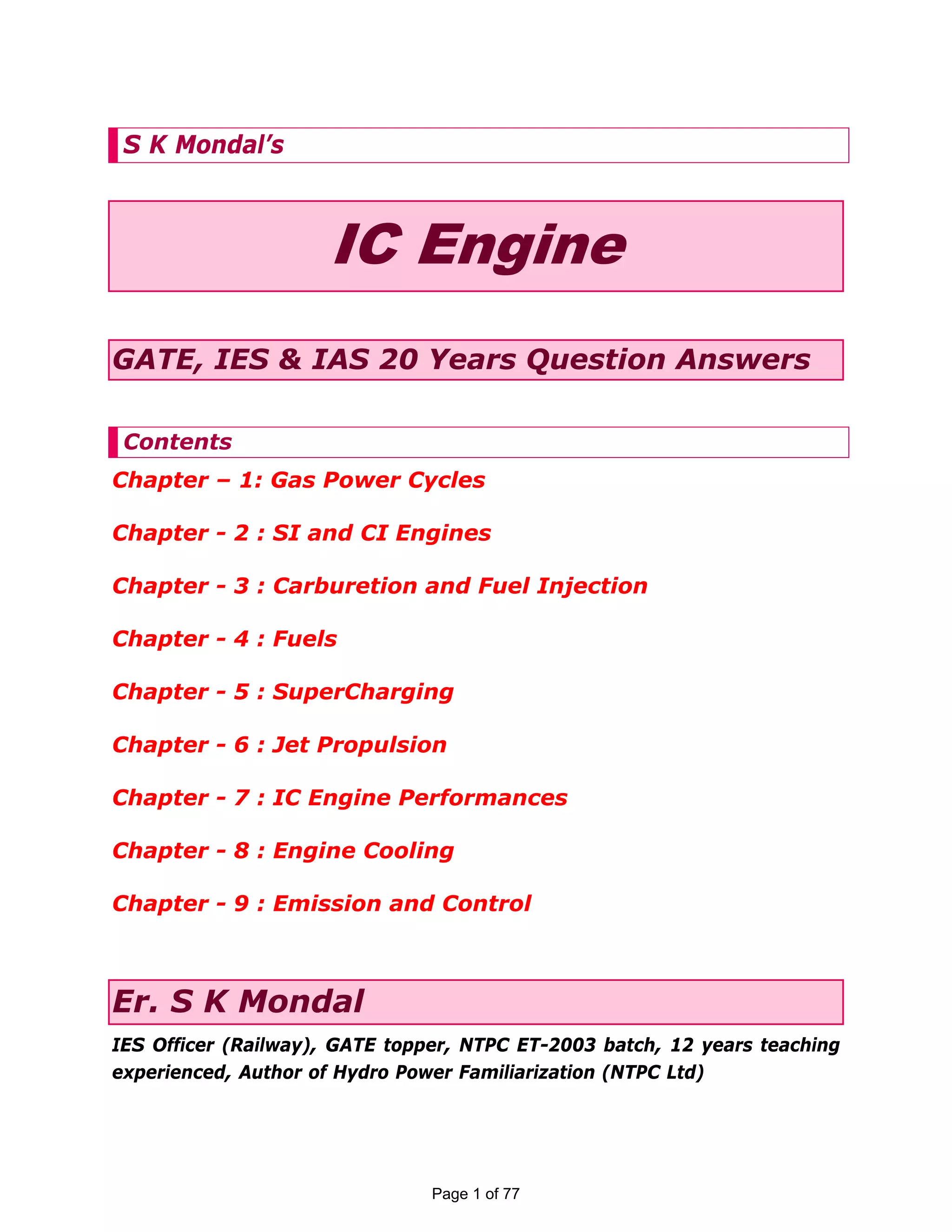 Ic engine ies gate ias 20 years question and answers | PDF