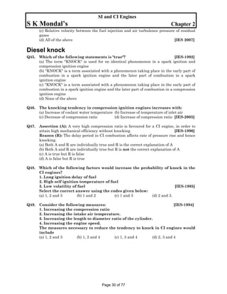 Ic engine ies gate ias 20 years question and answers | PDF