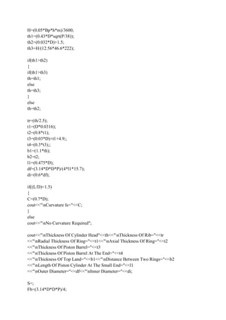 Ic engine(piston design) in C++ and C language | PDF