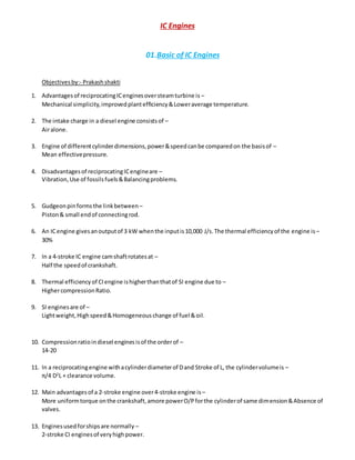 Objective of Ic engines | DOCX