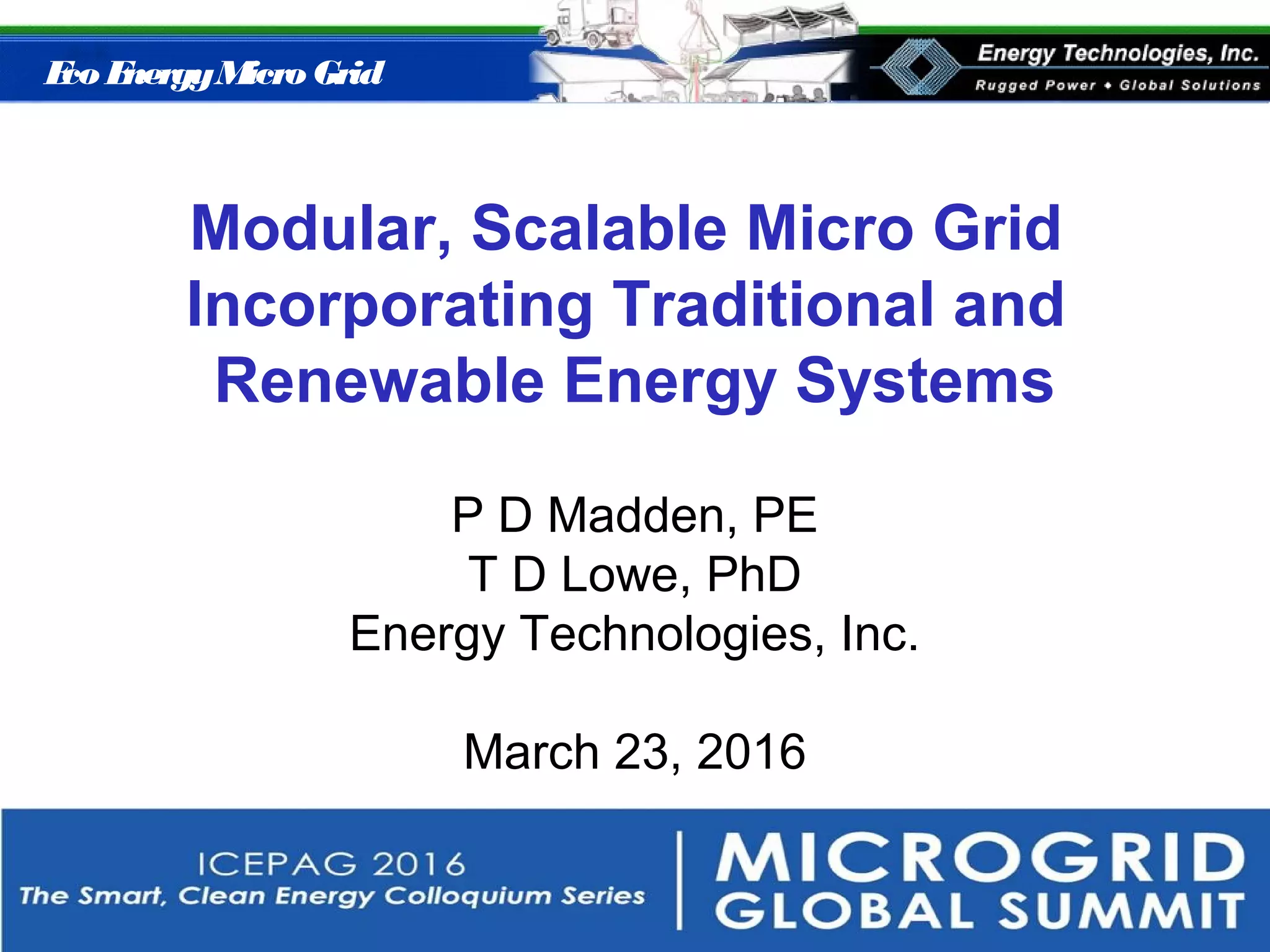 Modular Scalable Micro Grid: ICEPAG 2016 Presentation | PPT