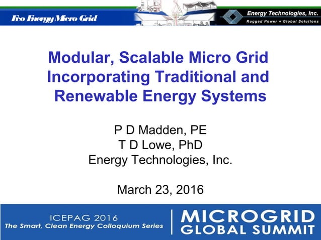 Modular Scalable Micro Grid: ICEPAG 2016 Presentation | PPT