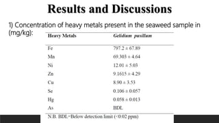 Heavy Metal Contamination in Gelidium Pusillum: A Human Health Risk ...