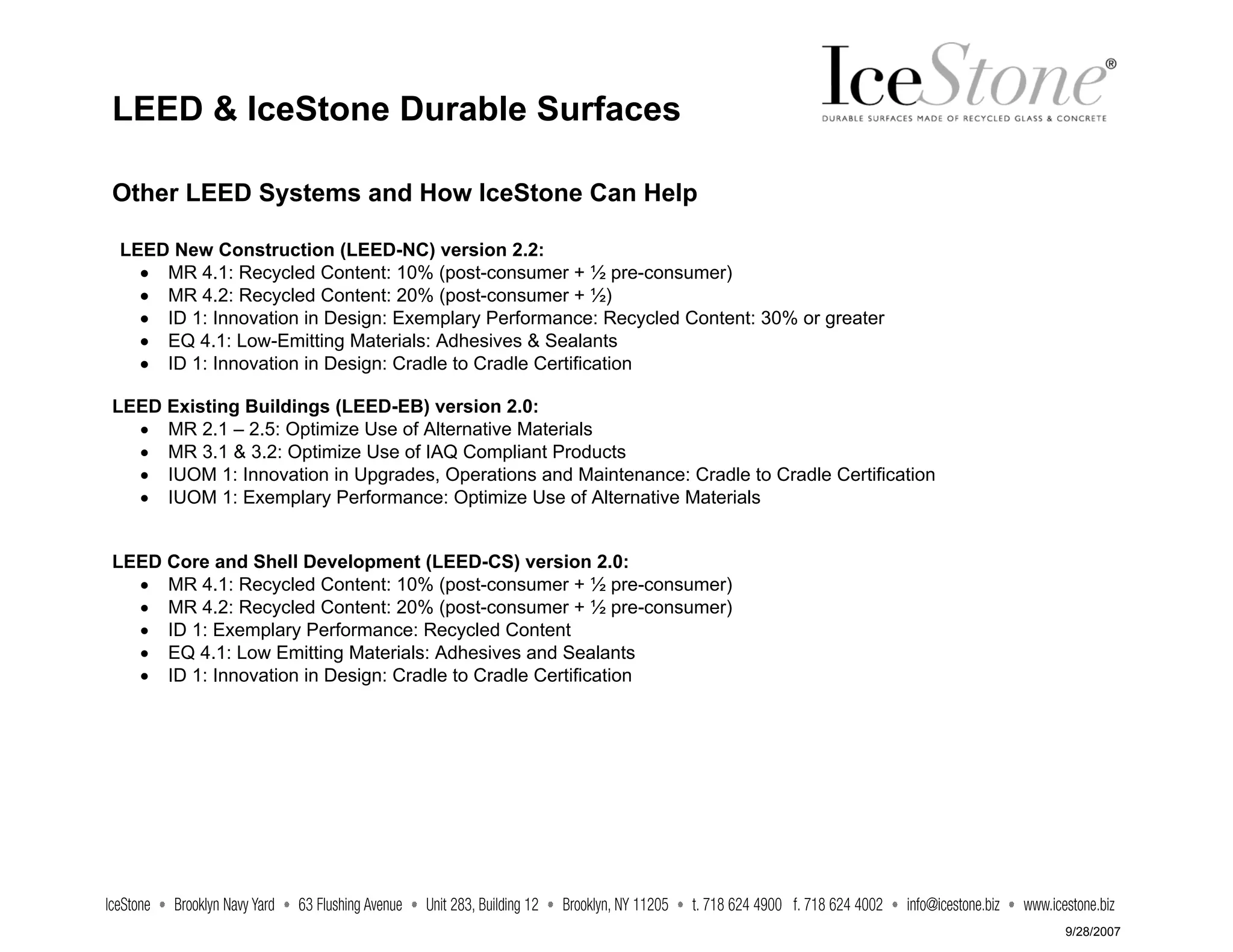 Ice Stone LEED USGBC | PPT