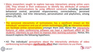 The functionality and interactivity of video conferencing technologies ...