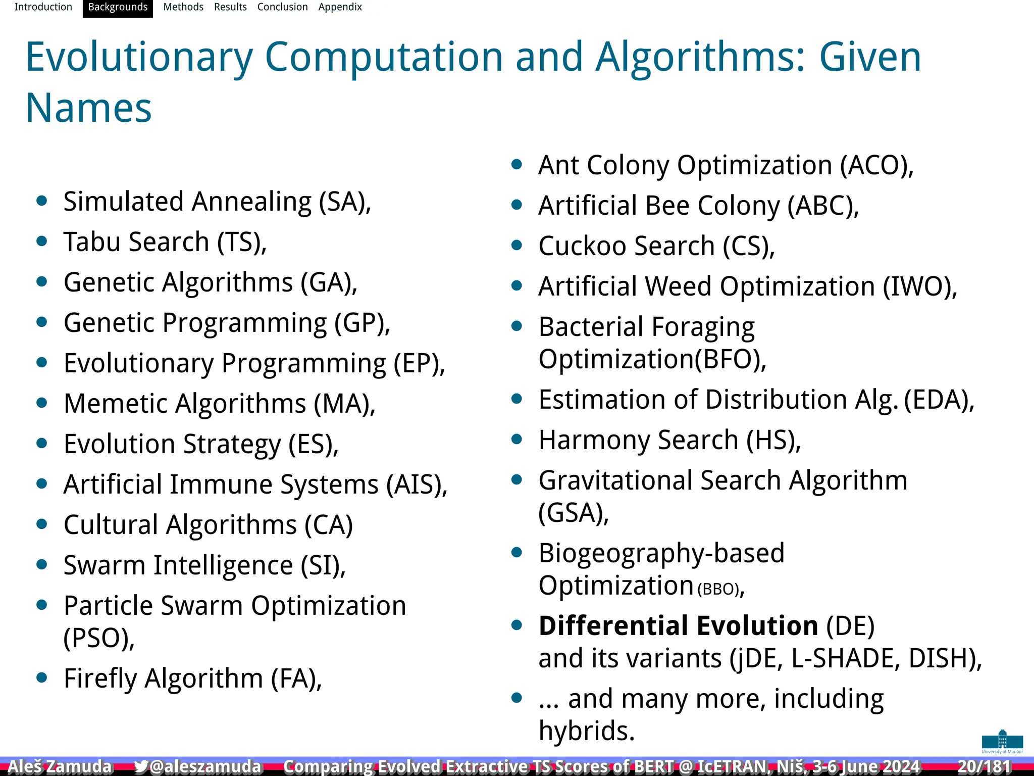 Comparing Evolved Extractive Text Summary Scores Of Bidirectional