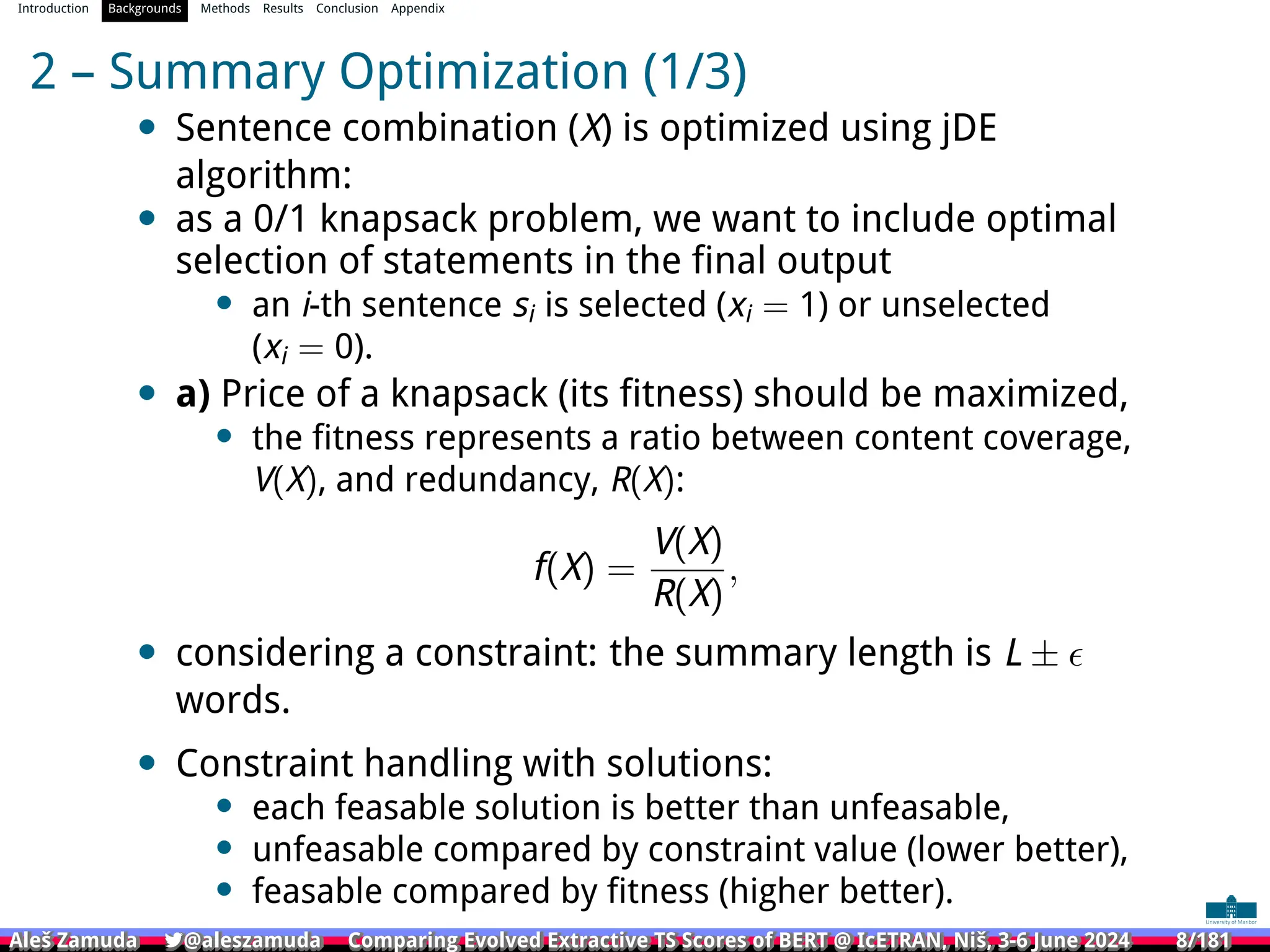 Comparing Evolved Extractive Text Summary Scores Of Bidirectional