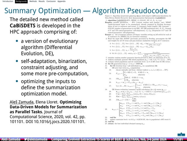 Comparing Evolved Extractive Text Summary Scores Of Bidirectional