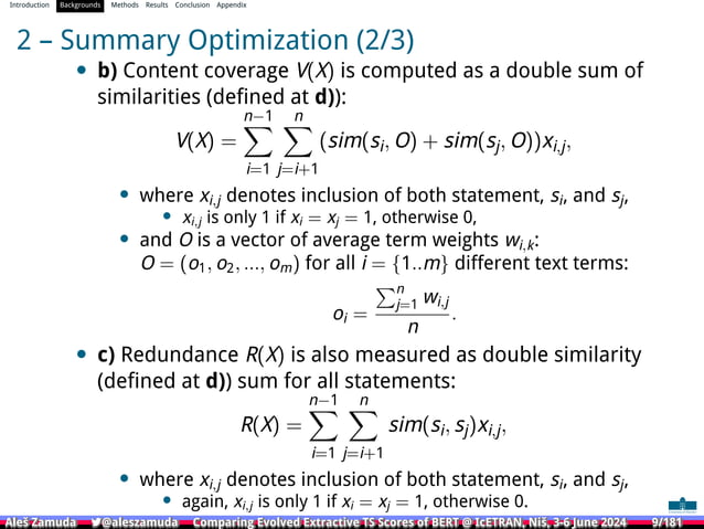 Comparing Evolved Extractive Text Summary Scores Of Bidirectional Encoder Representations From