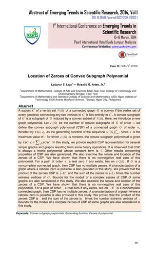 Location Of Zeroes Of Convex Subgraph Polynomial Pdf