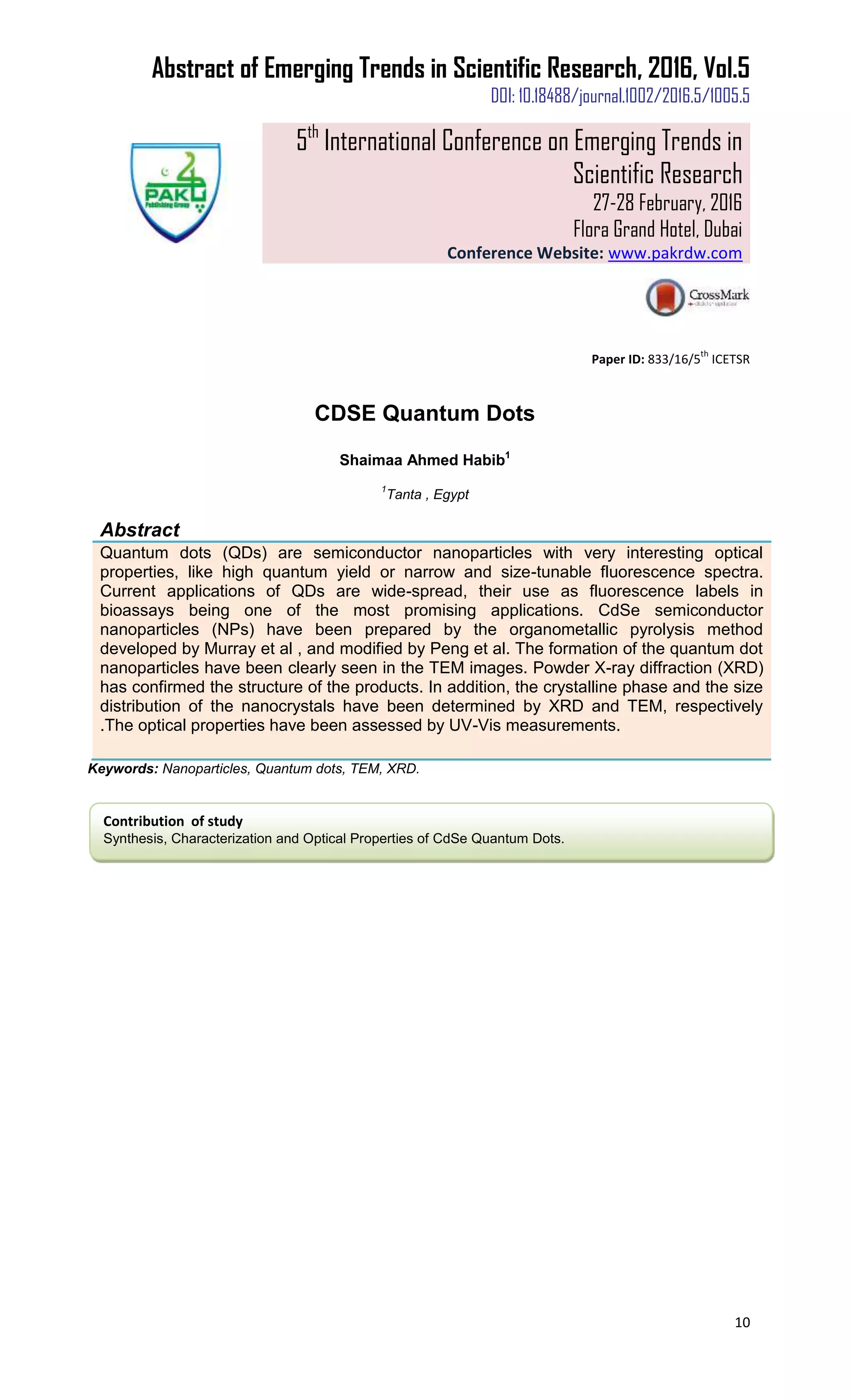 CDSE Quantum Dots | PDF
