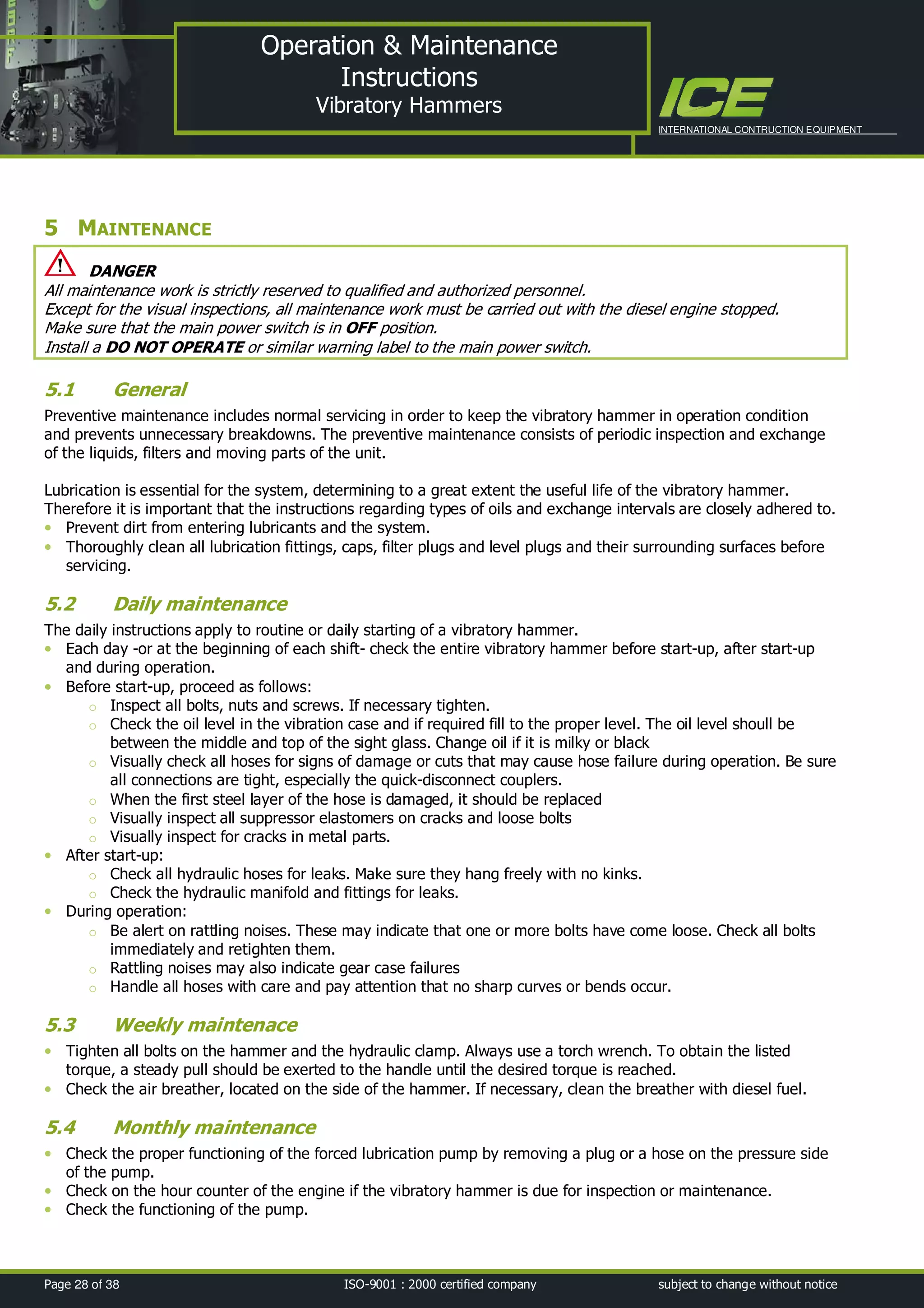ICE Vibratory Hammer Owners Manual | PDF