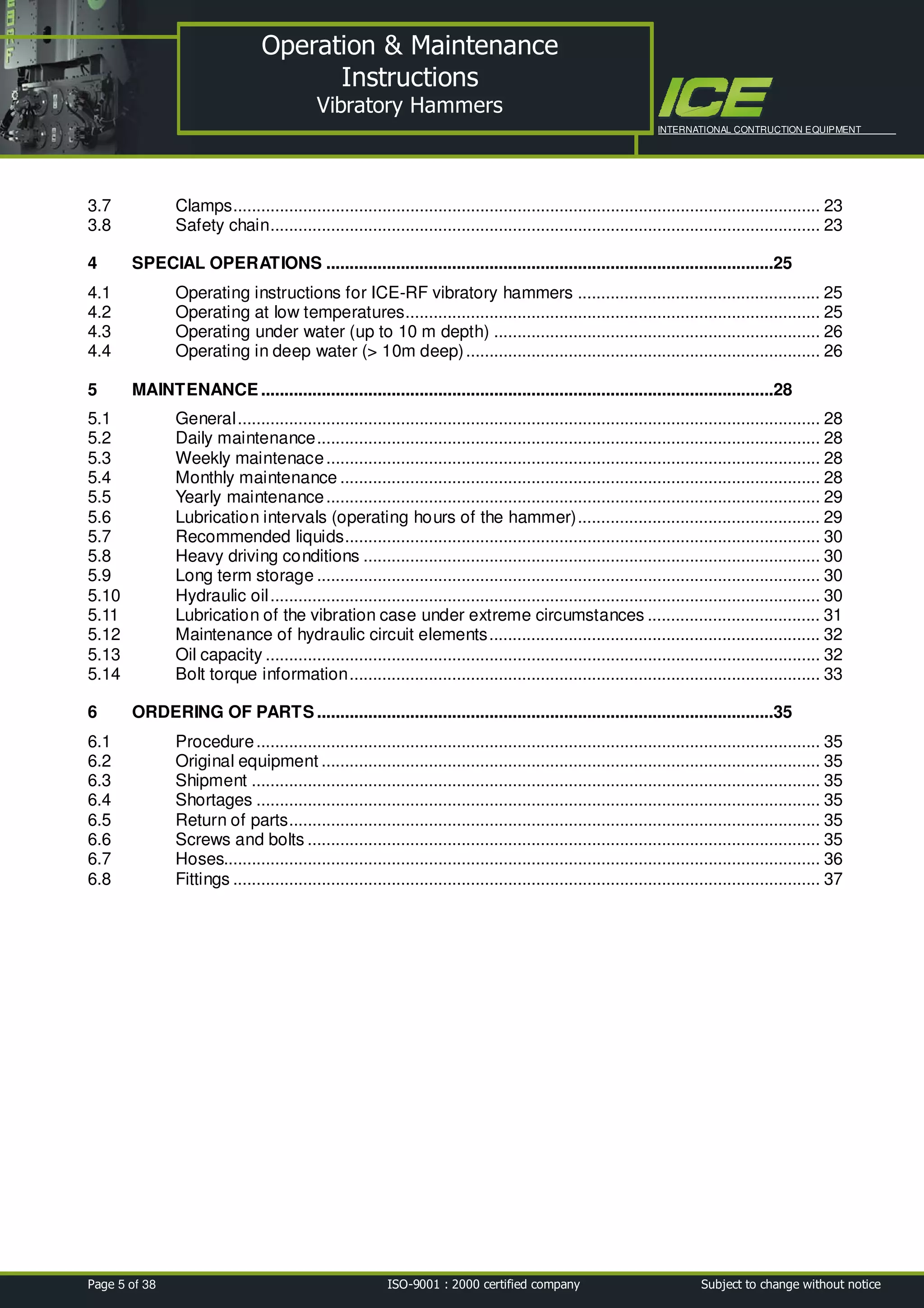 ICE Vibratory Hammer Owners Manual | PDF