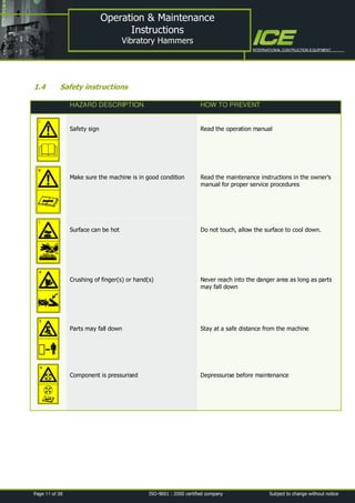 ICE Vibratory Hammer Owners Manual | PDF