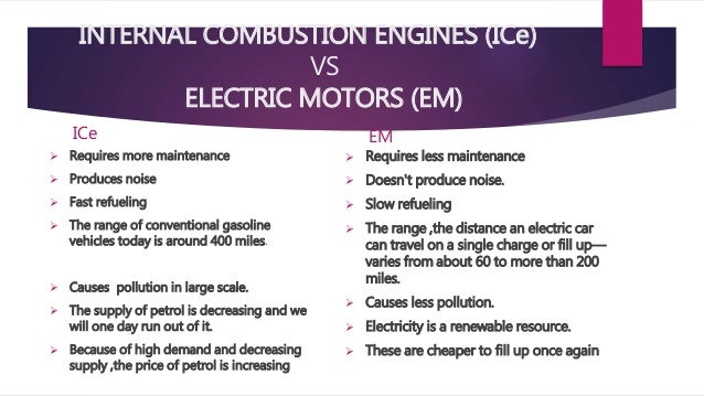internal combustion engines vs electric motors