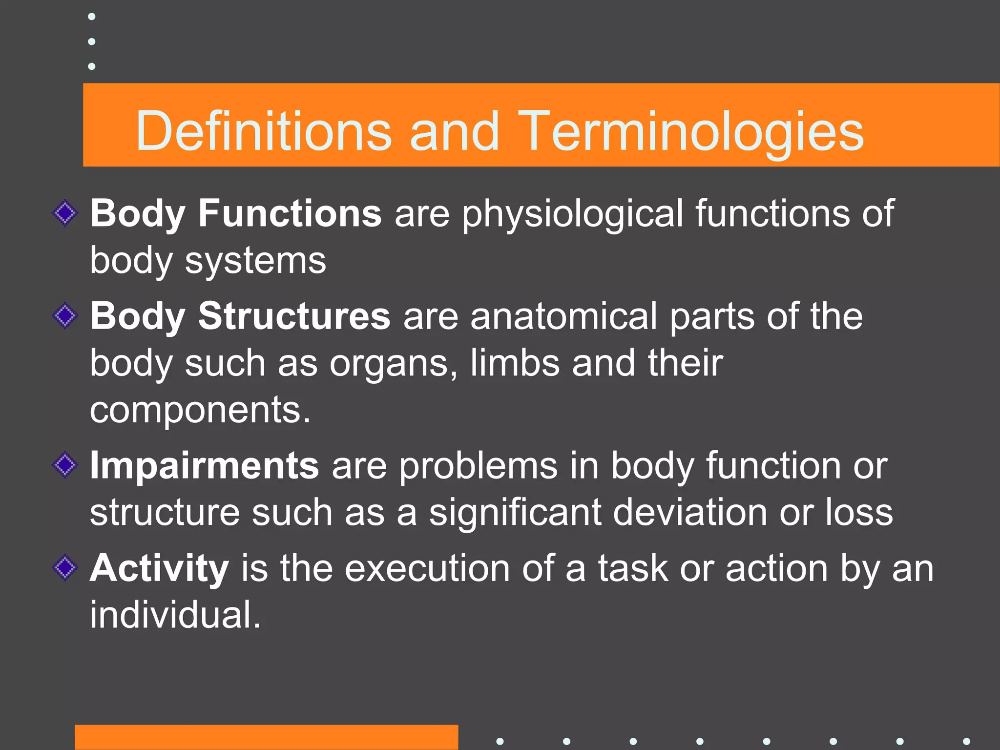 International classification of functioning disability and health | PPTX